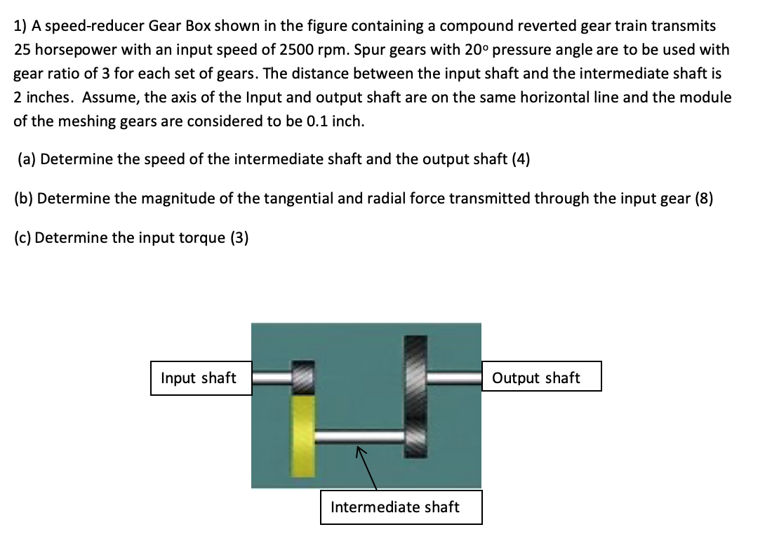Solved 1) A speed-reducer Gear Box shown in the figure | Chegg.com