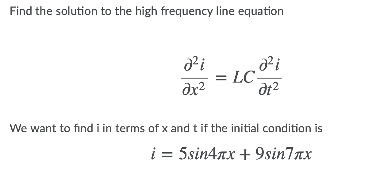 Solved Find the solution to the high frequency line equation | Chegg.com