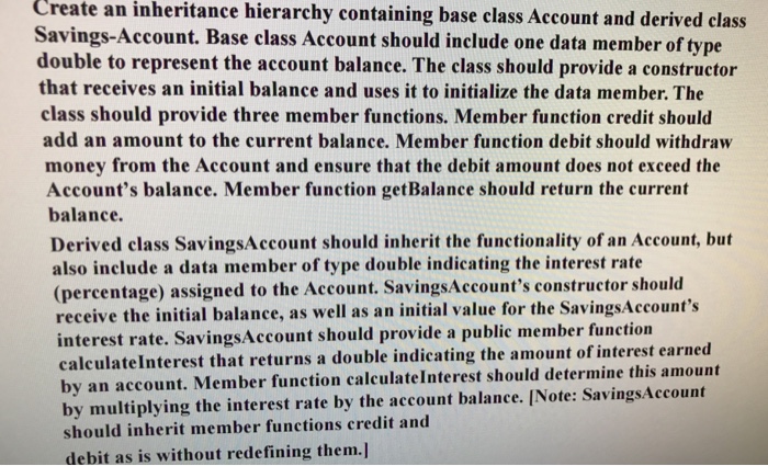 Solved Create an inheritance hierarchy containing base class | Chegg.com