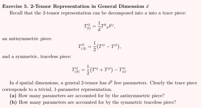 Exercise 5. 2-Tensor Representation in General | Chegg.com