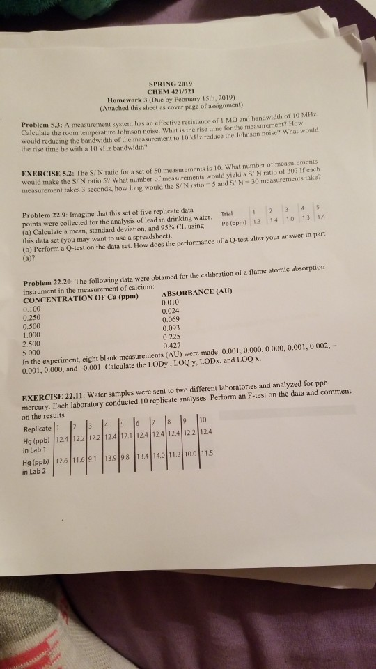 SPRING 2019 CHEM 421/721 Homework 3 (Due by February | Chegg.com