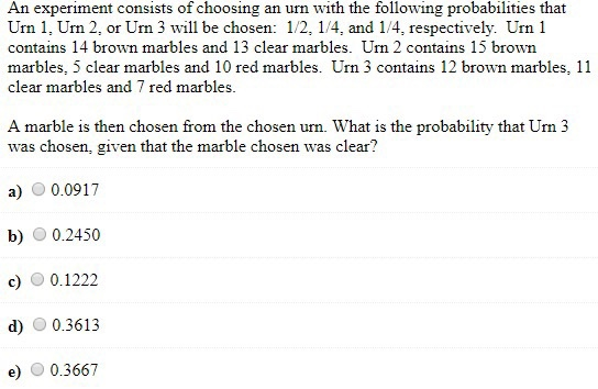 Solved An experiment consists of choosing an un with the | Chegg.com