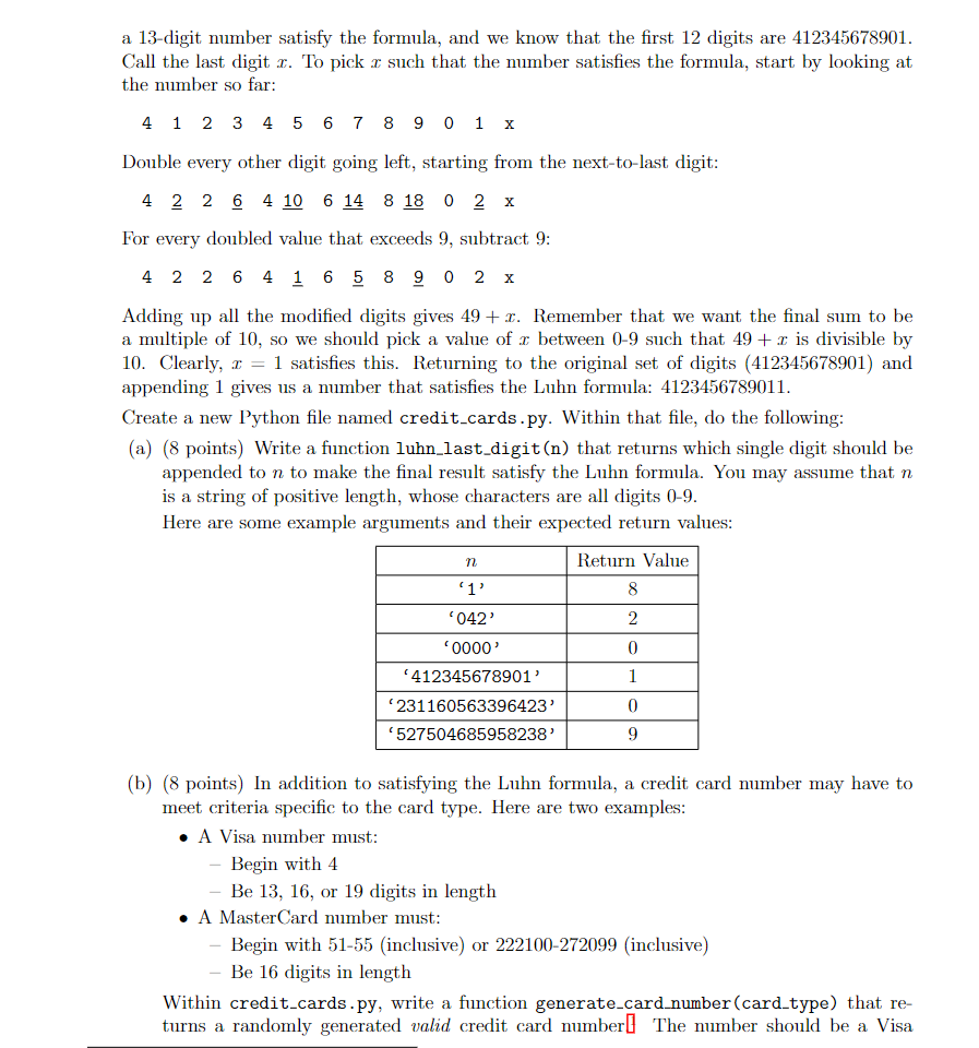 Solved 3. Credit card numbers are not completely random | Chegg.com