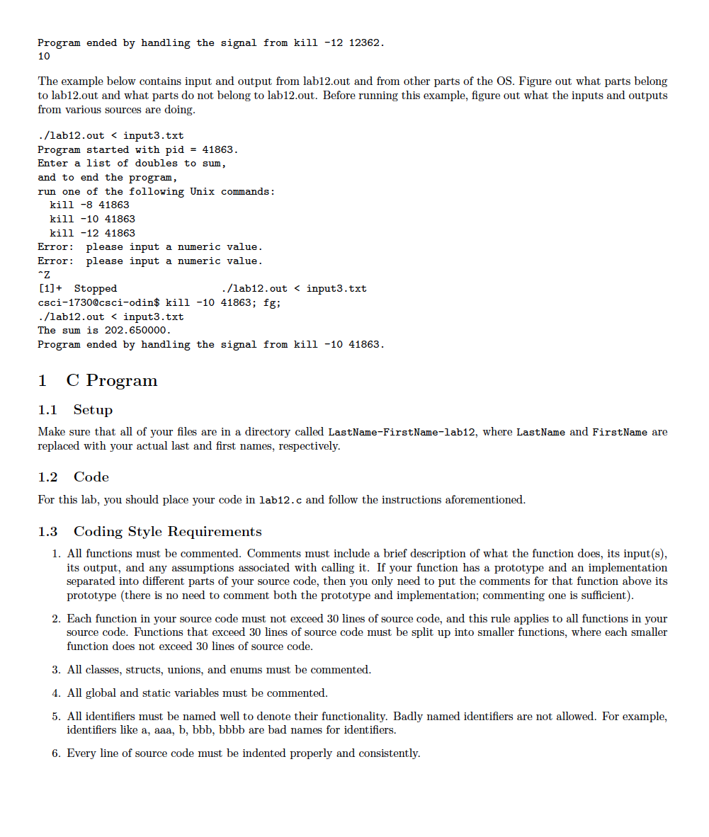 CSCI 1730 Breakout Lab 12 Signal and Error Handling | Chegg.com CSCI 1730 Breakout Lab 12 Signal and Error Handling | Chegg.com