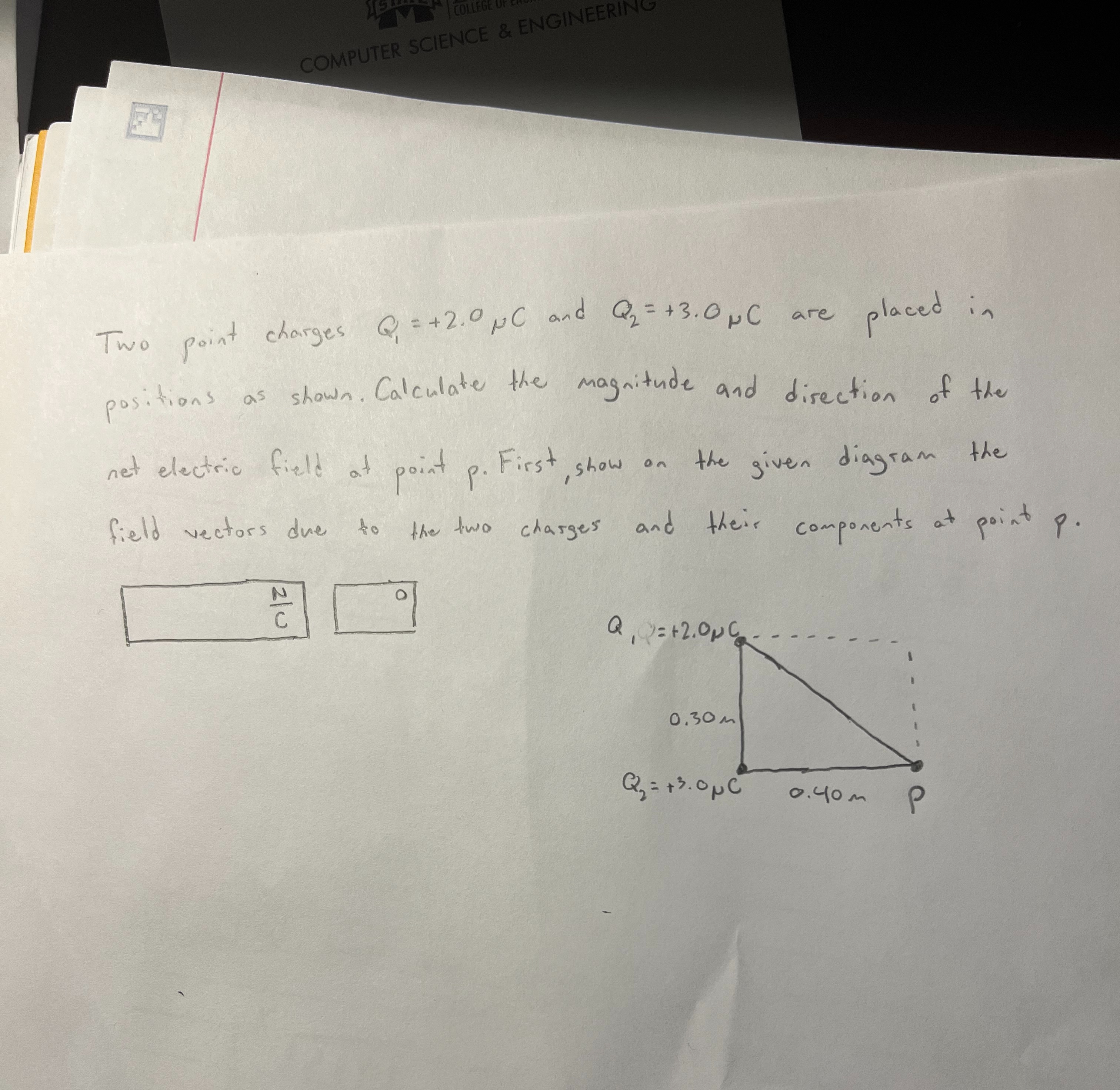 Solved Two point charges Q1=+2.0μC ﻿and Q2=+3.0μC ﻿are | Chegg.com