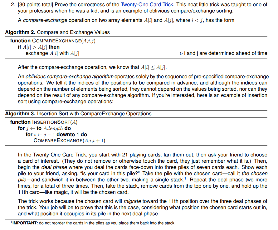 Solved 2. [30 points total] Prove the correctness of the | Chegg.com