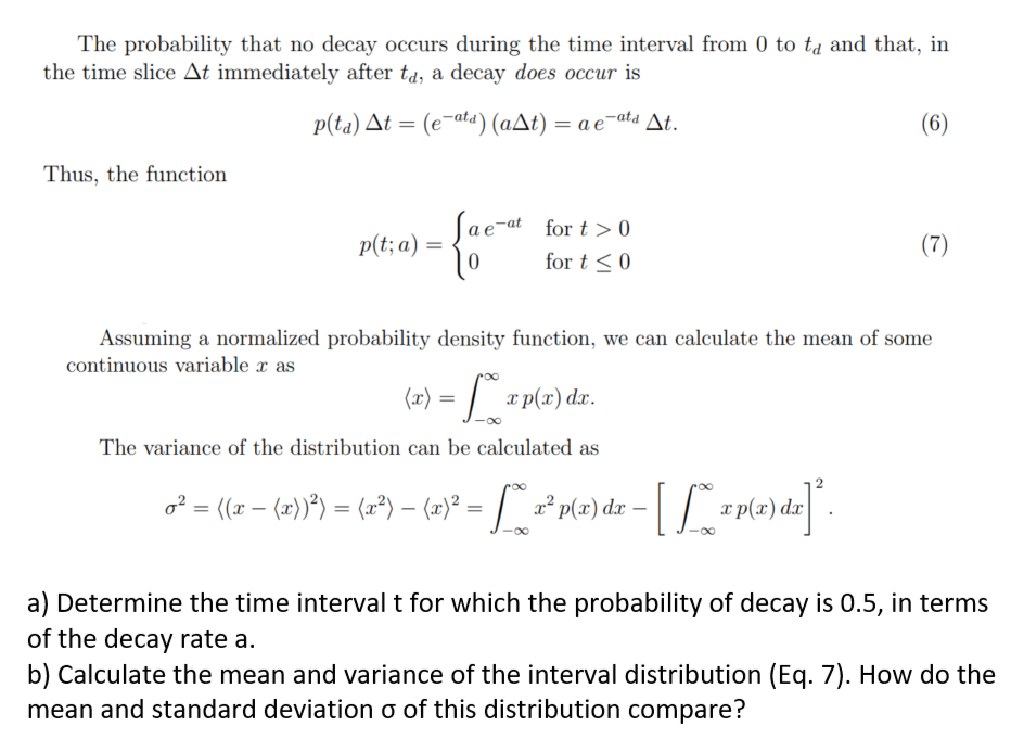 Solved The probability that no decay occurs during the time | Chegg.com