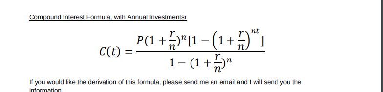 Solved Compound Interest Formula, with Annual Investmentsr | Chegg.com