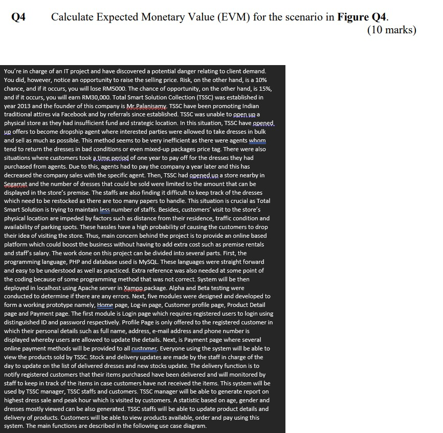 Solved Q4 Calculate Expected Monetary Value Evm For The