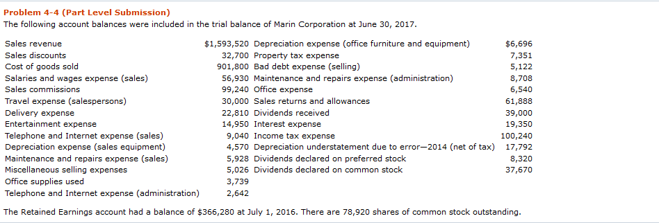 Solved Problem 4-4 (Part Level Submission) The following | Chegg.com