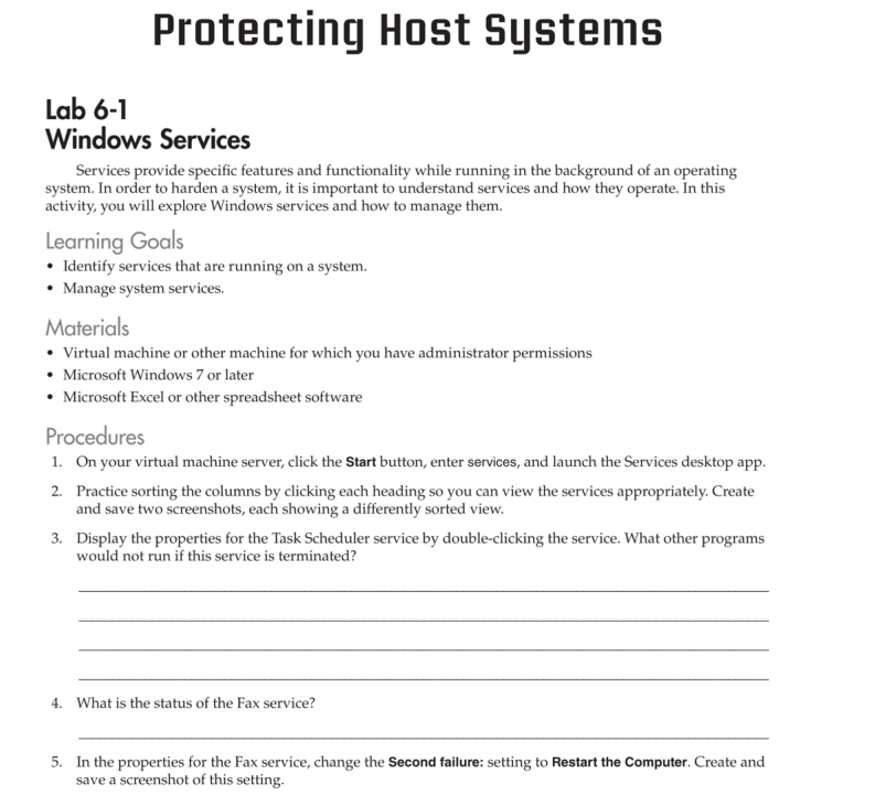 Solved Lab 6-1Windows ServicesServices provide specific | Chegg.com