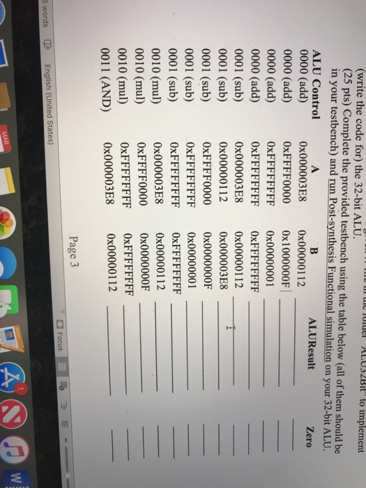 ll tic londer ALU32Bit" to implement (write the code | Chegg.com