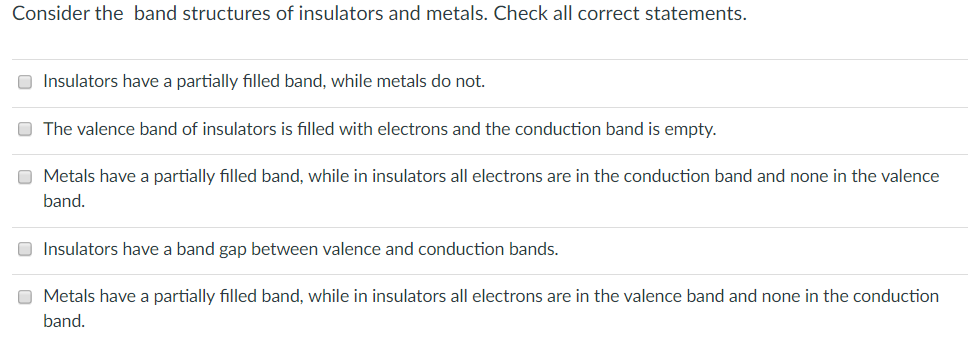 Solved Consider the band structures of insulators and | Chegg.com