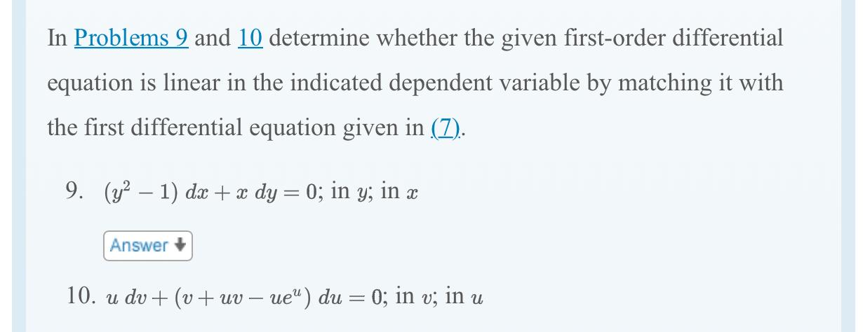 Solved In Problems 9 and 10 determine whether the given | Chegg.com