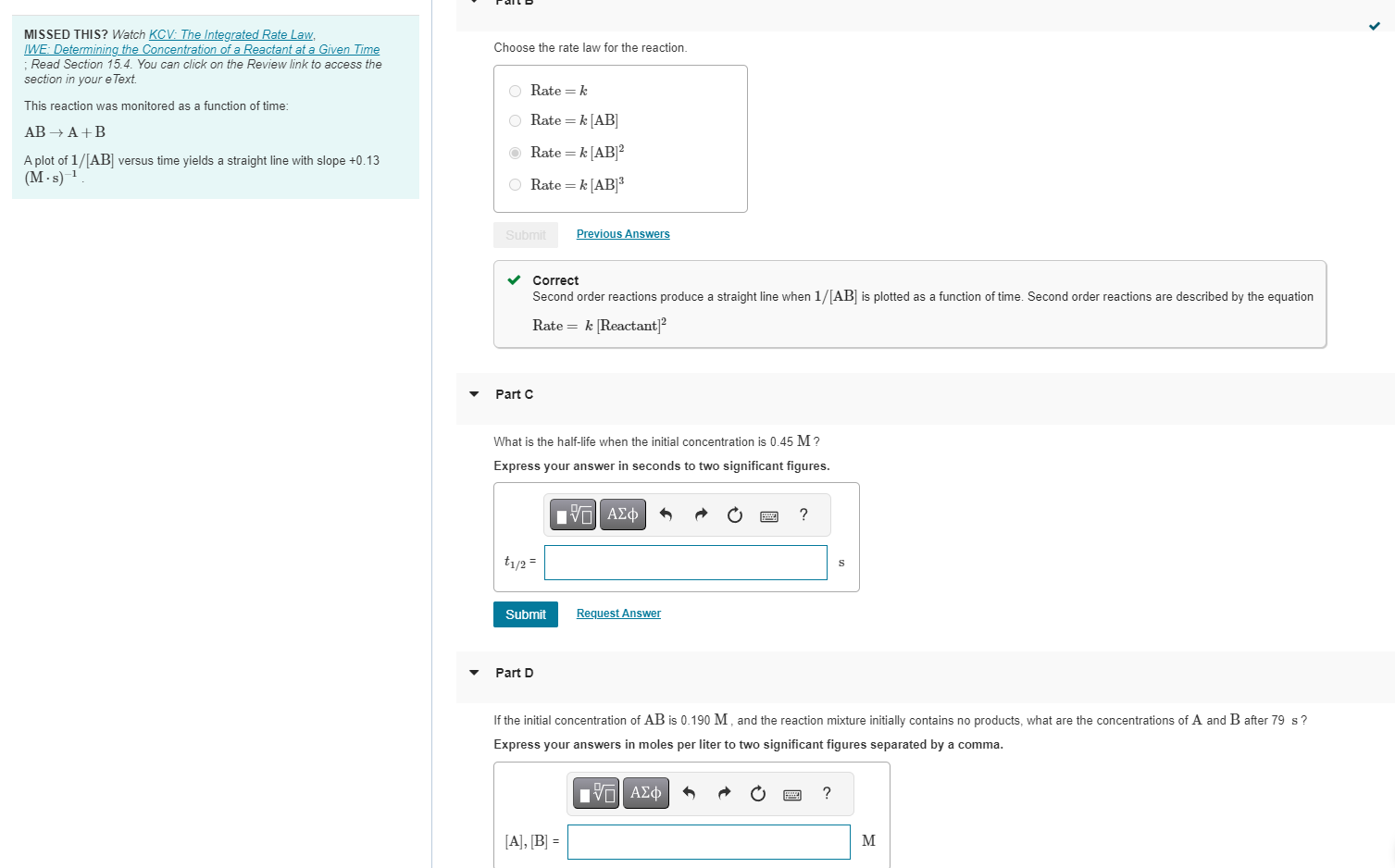 Solved MISSED THIS? Watch KCV: The Integrated Rate Law, IWE: | Chegg.com