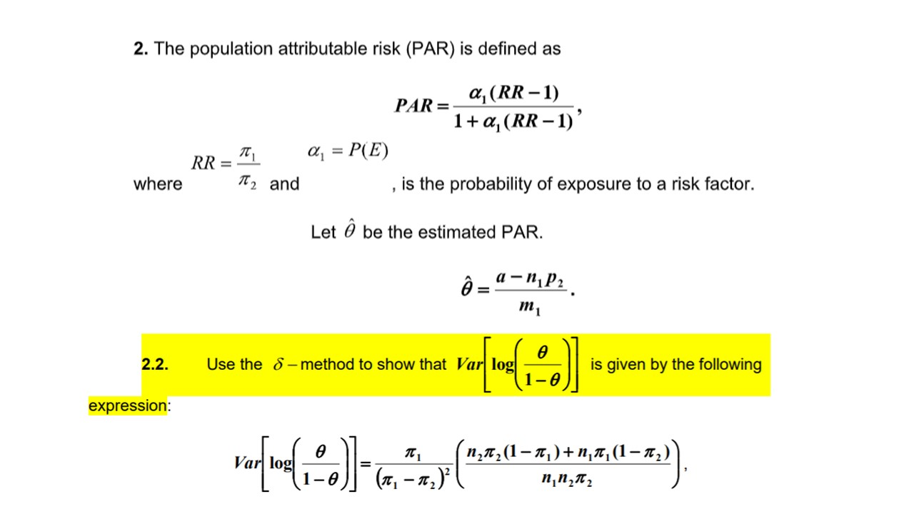 2. The population attributable risk (PAR) is defined | Chegg.com