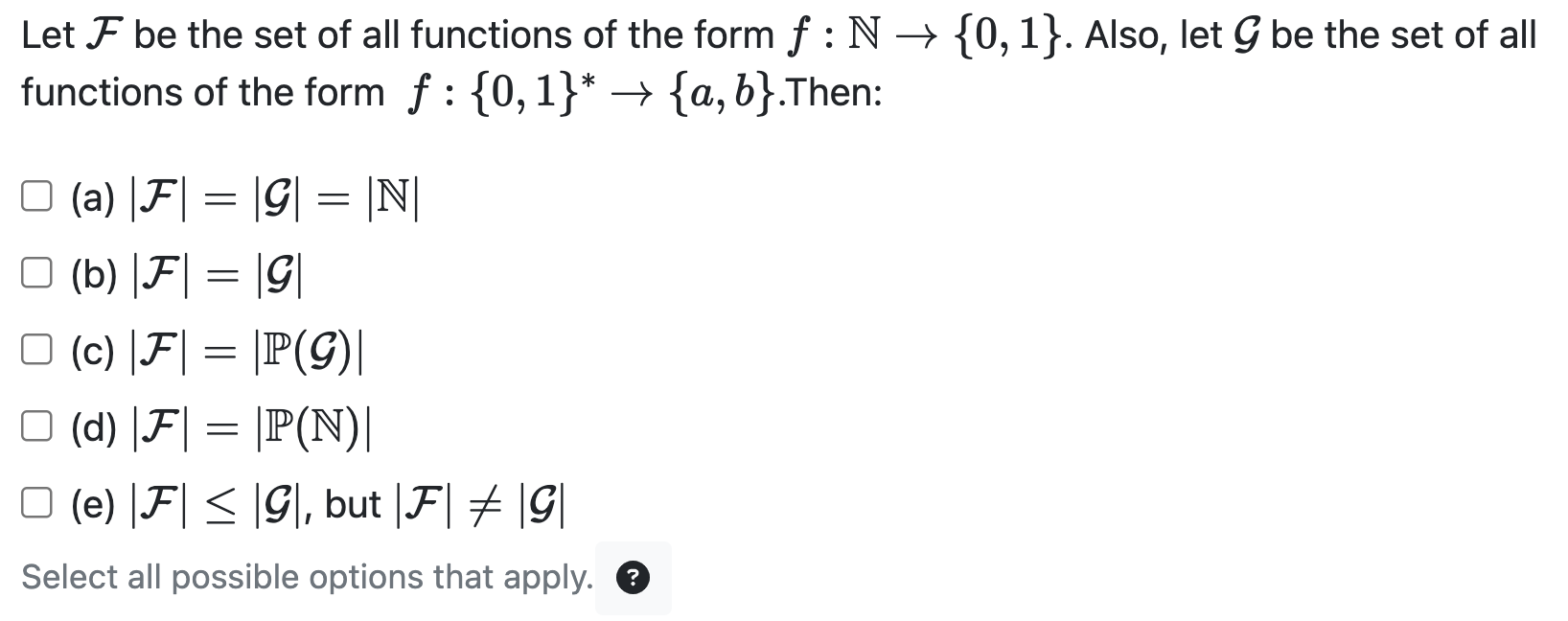 Solved Let F be the set of all functions of the form | Chegg.com