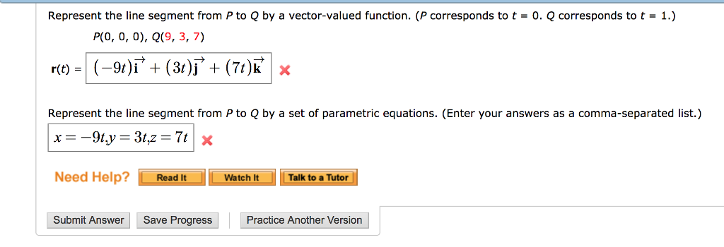 Solved Represent the line segment from P to Q by a | Chegg.com