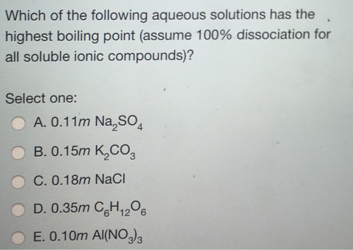 Solved Which of the following aqueous solutions has the | Chegg.com