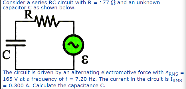 Solved Consider a series \\( \\mathrm{RC} \\) circuit with | Chegg.com