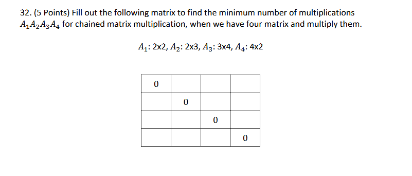 Solved (5 ﻿Points) ﻿Fill out the following matrix to ﻿find | Chegg.com