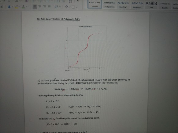 Acete AaBCDate AaBbl * AWA 10. Acid-base Titration of | Chegg.com