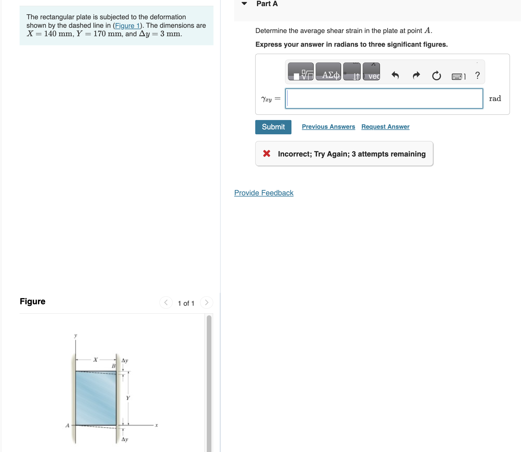 Solved Part AThe rectangular plate is subjected to the | Chegg.com