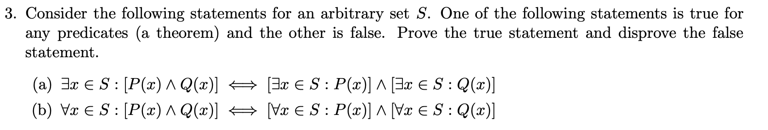 Solved 3. Consider the following statements for an arbitrary | Chegg.com