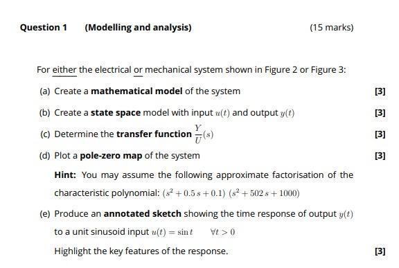 Question 1 (Modelling and analysis) (15 marks) [3] | Chegg.com