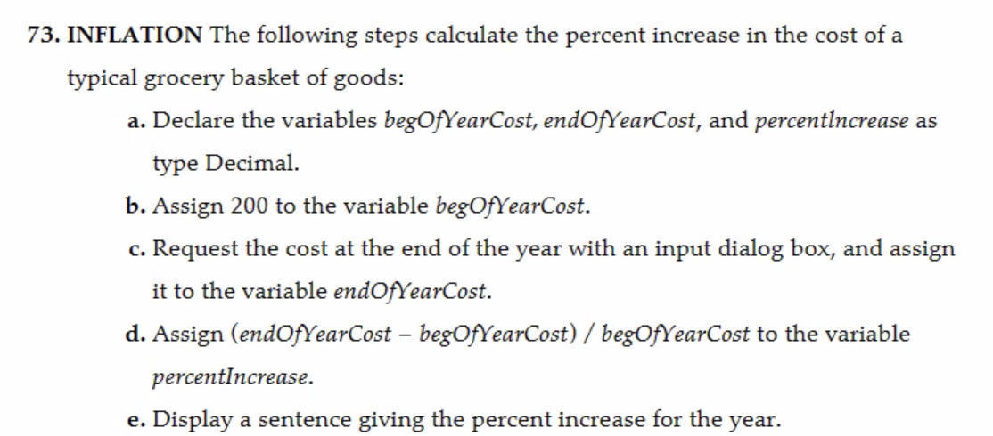 Solved 73. INFLATION The following steps calculate the | Chegg.com