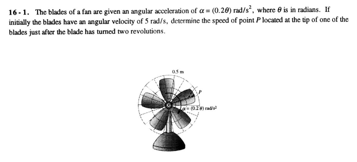Solved 16 - 1. The blades of a fan are given an angular | Chegg.com
