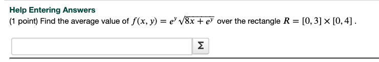 Solved Help Entering Answers (1 point) Find the average | Chegg.com