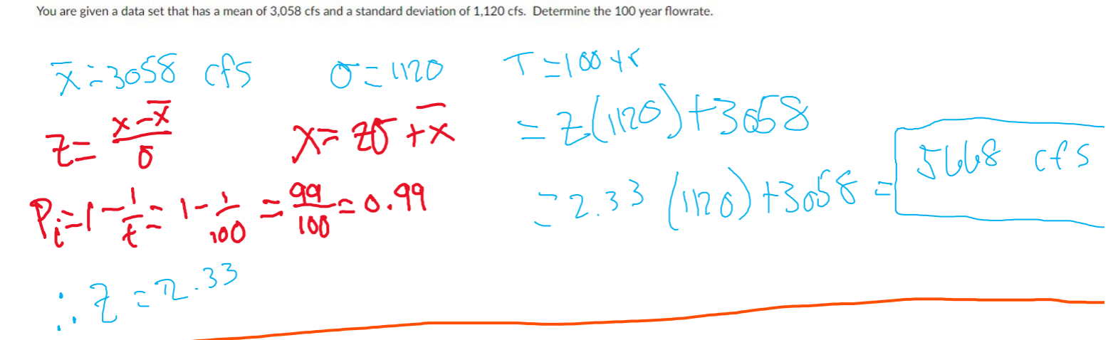 Solved You are given a data set that has a mean of 4,167 cfs | Chegg.com