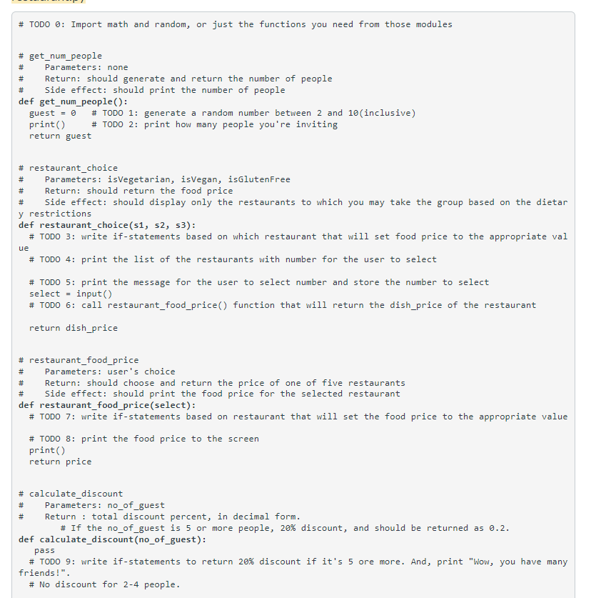 Solved # TODO 0: Import math and random, or just the | Chegg.com