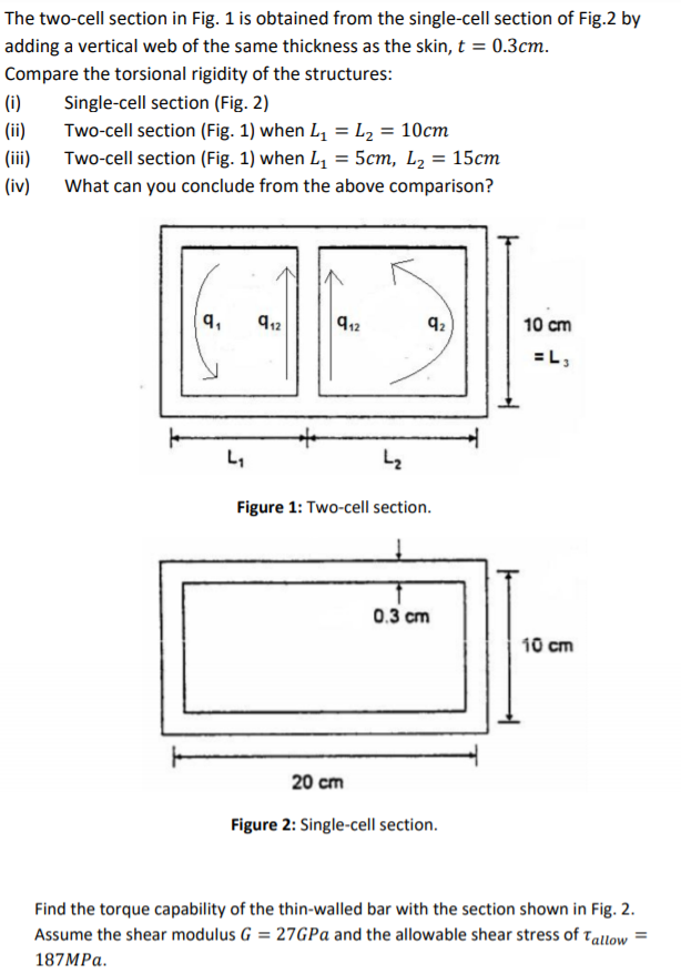 Solved The two-cell section in Fig. 1 is obtained from the | Chegg.com