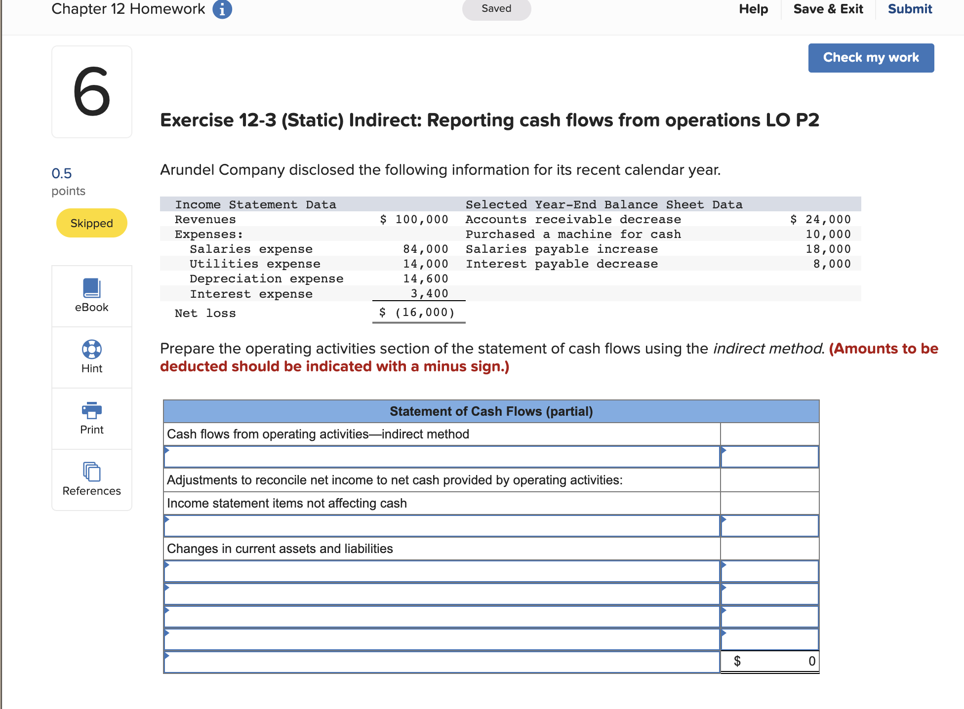 Solved Exercise 12-3 (Static) Indirect: Reporting cash flows | Chegg.com Solved Exercise 12-3 (Static) Indirect: Reporting cash flows | Chegg.com