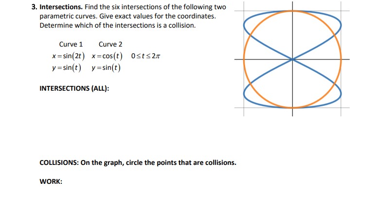 Solved 3. Intersections. Find the six intersections of the | Chegg.com