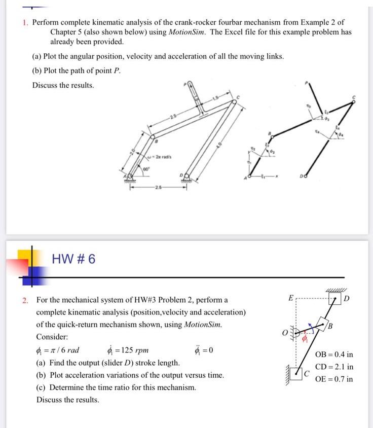 1. Perform complete kinematic analysis of the | Chegg.com