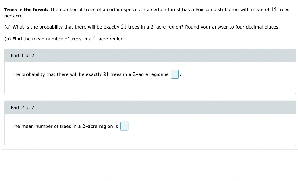 Solved Trees in the forest: The number of trees of a certain | Chegg.com