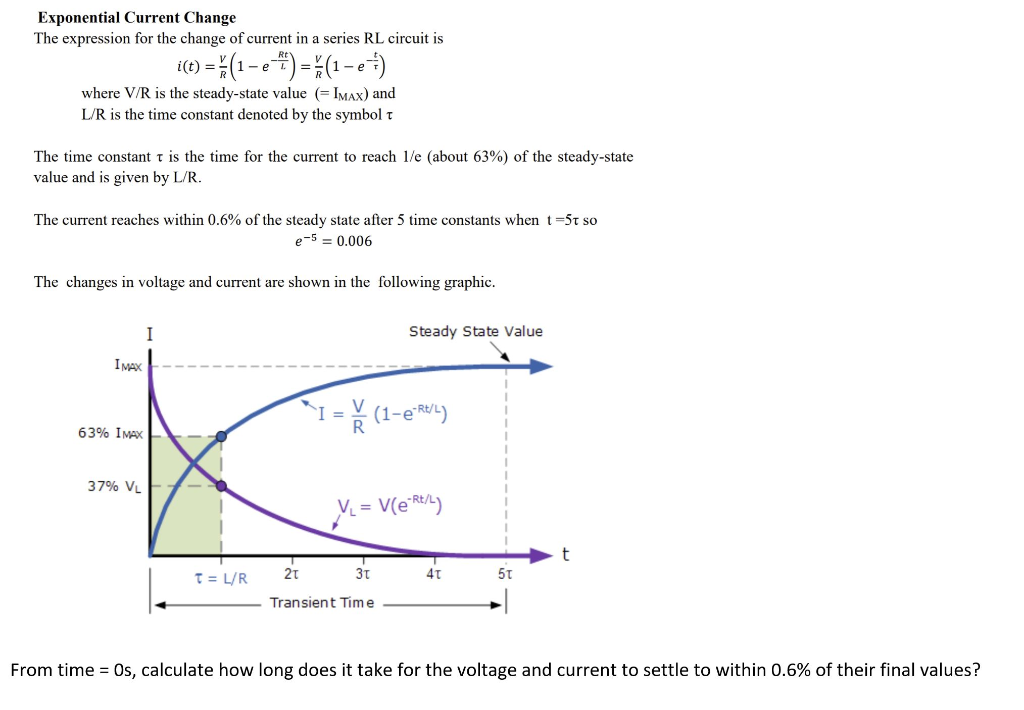 Solved Exponential Current Change The expression for the | Chegg.com