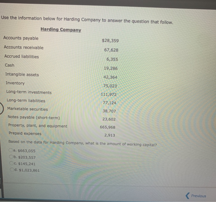 Solved Use the information below for Harding Company to | Chegg.com