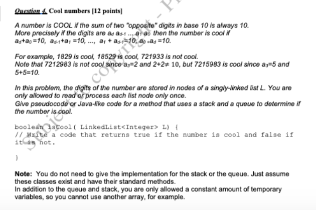 Solved Question 4 Cool numbers [12 points] A number is COOL | Chegg.com