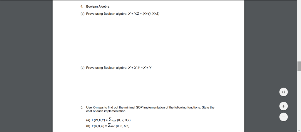 Solved 4. Boolean Algebra: (a) Prove using Boolean algebra: | Chegg.com