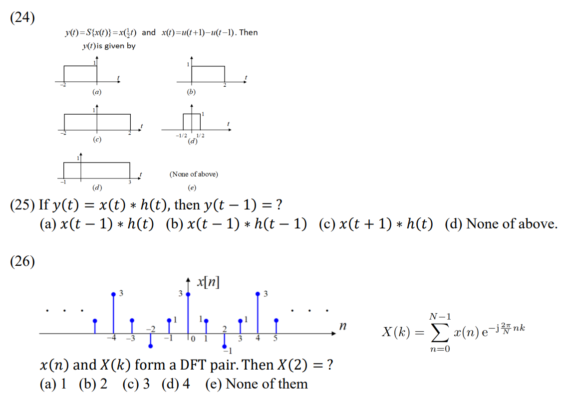 Solved (24)y(t)=S{x(t)}=x(12t) ﻿and x(t)=u(t+1)-u(t-1). | Chegg.com