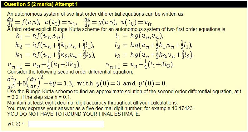 Solved Question 5 (2 marks) Attempt 1 An autonomous system | Chegg.com