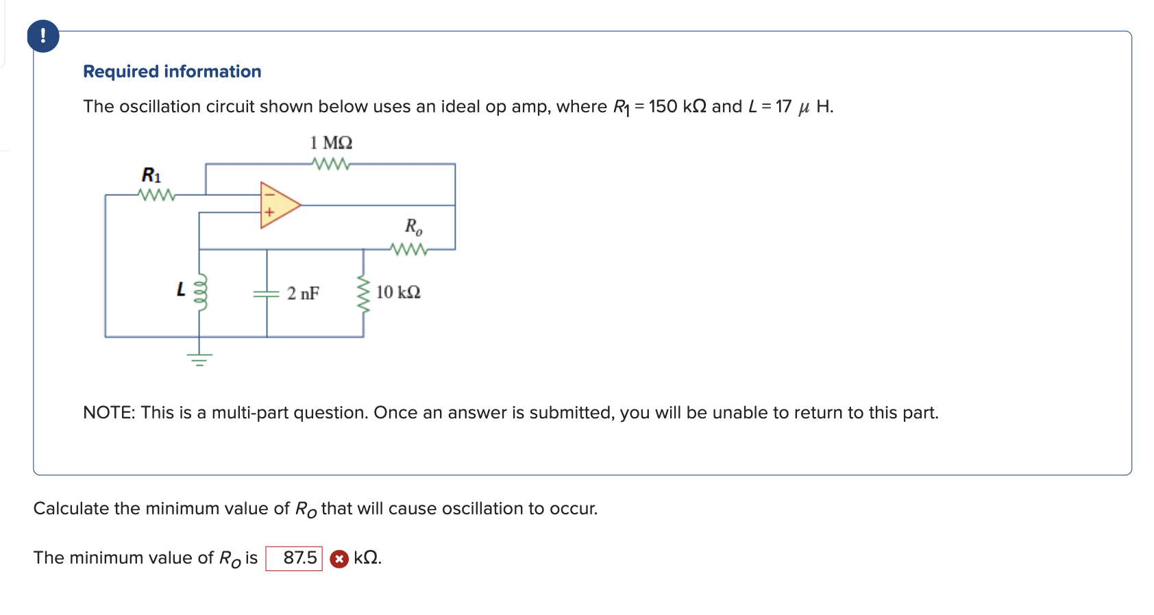 Solved Required information The oscillation circuit shown | Chegg.com