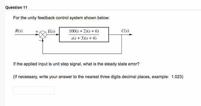Solved Question 11 For the unity feedback control system | Chegg.com