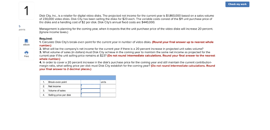 Solved Disk Clty, Inc., is a retaller for digital video | Chegg.com