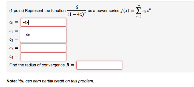 Solved (1 point) Represent the function as a power series | Chegg.com