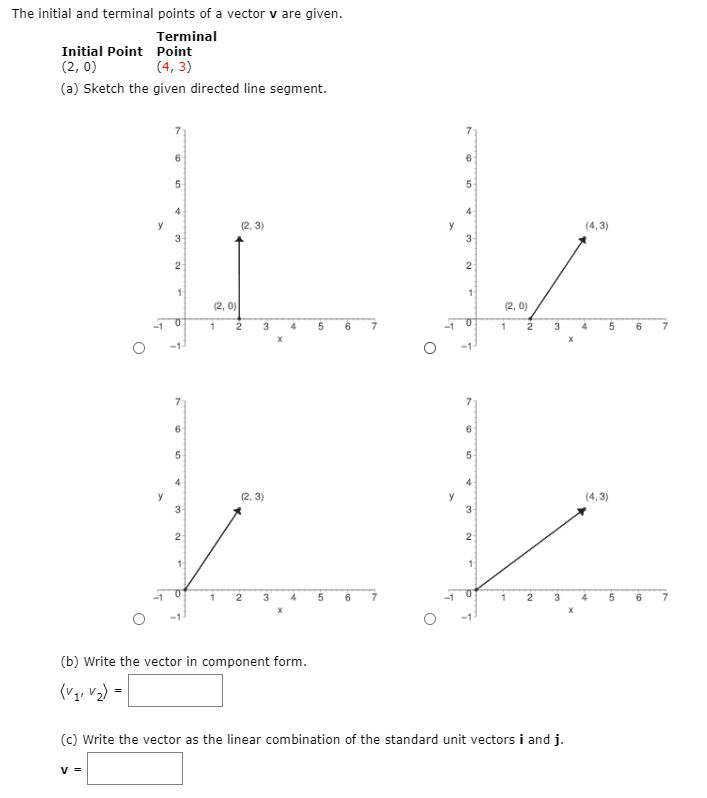 Solved The initial and terminal points of a vector v are | Chegg.com